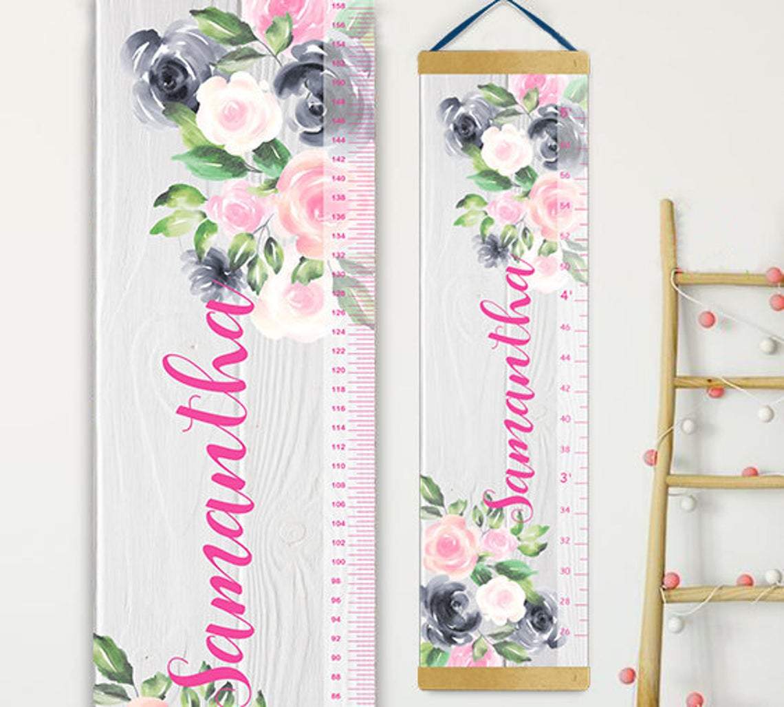 Floral - Personalized Wall Growth Height Chart Tracker – Wow and Now India